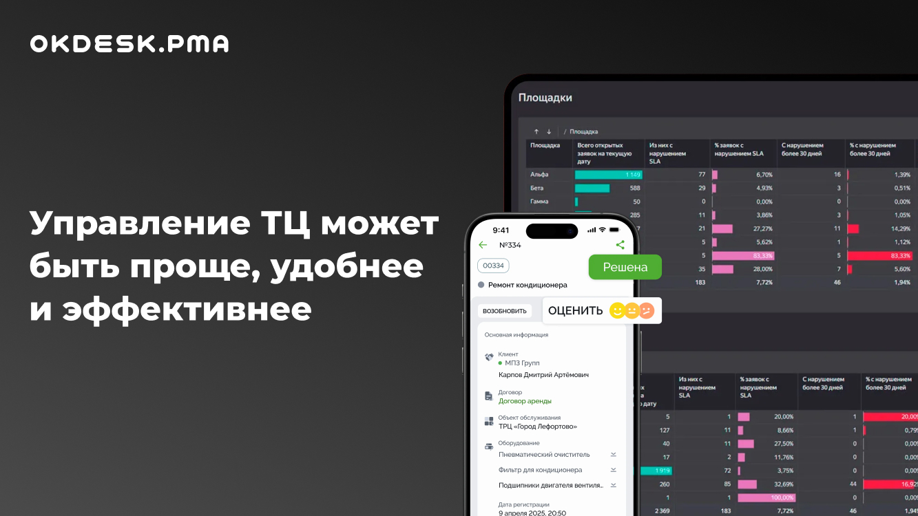 Управление ТЦ может быть проще, удобнее и эффективнее — Okdesk.PMA