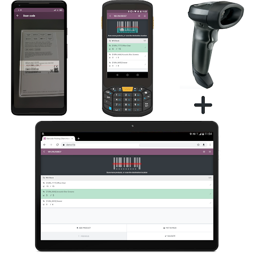What are the differences between Warehouse 15 and Odoo Barcode app?