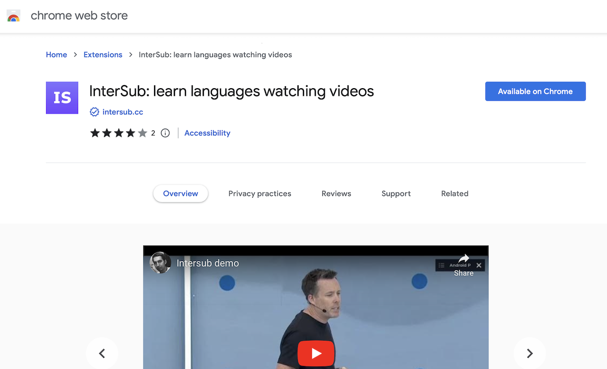 InterSub Dual Subtitles. Features