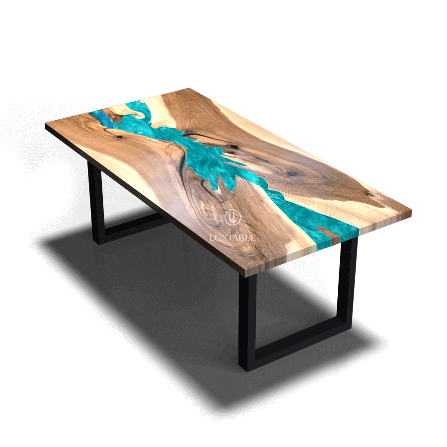 Epoxy resin tables made of solid wood