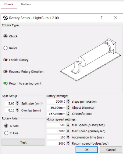 Настройка ротора в станке LightBurn Galvo — Gistroy
