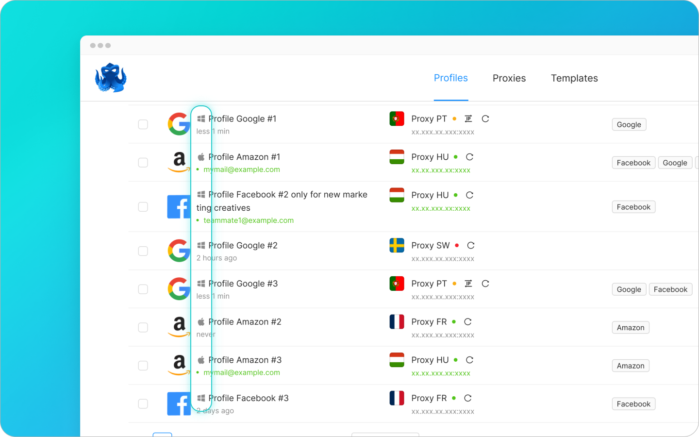 Octo Browser 1.8: dark theme, bookmarks import, automatic subscription activation, User Agent ...