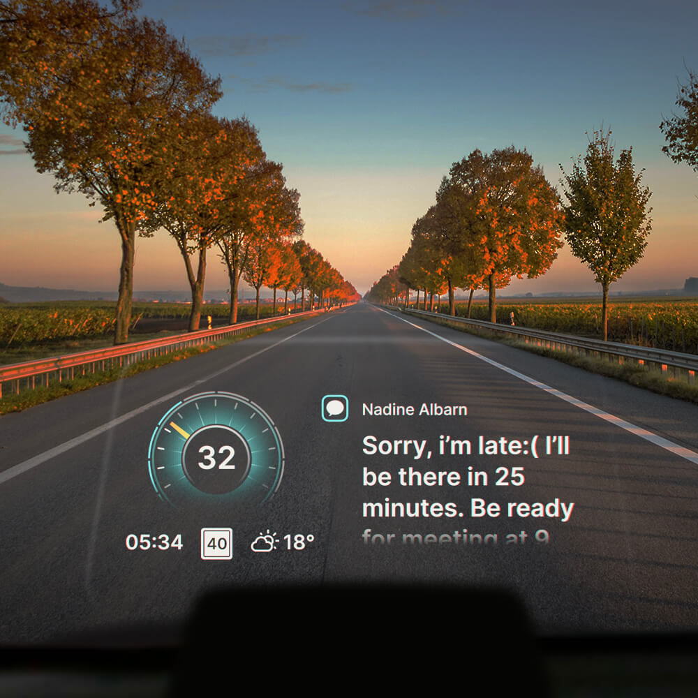 HUDWAY Drive: Interface of a heads-up display and a mobile app for drivers
