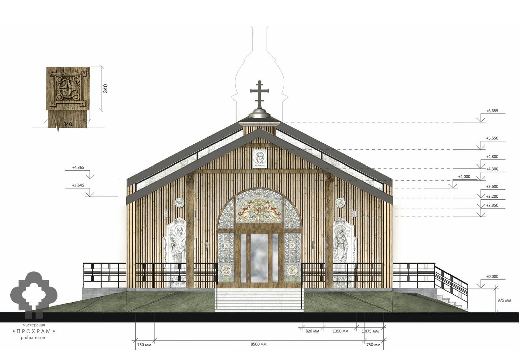 Project of the interior for Saint Gabriel of Samtavro baptismal church