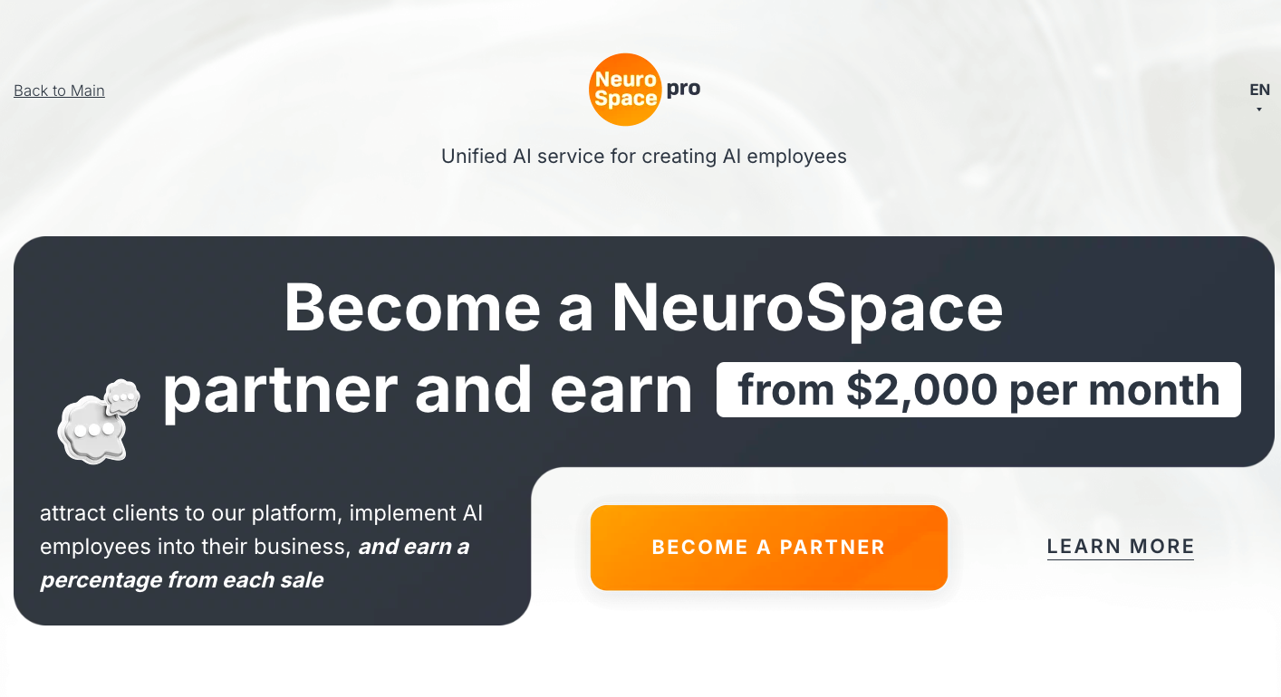 Become a NeuroSpace partner and earn from $2,000 per month