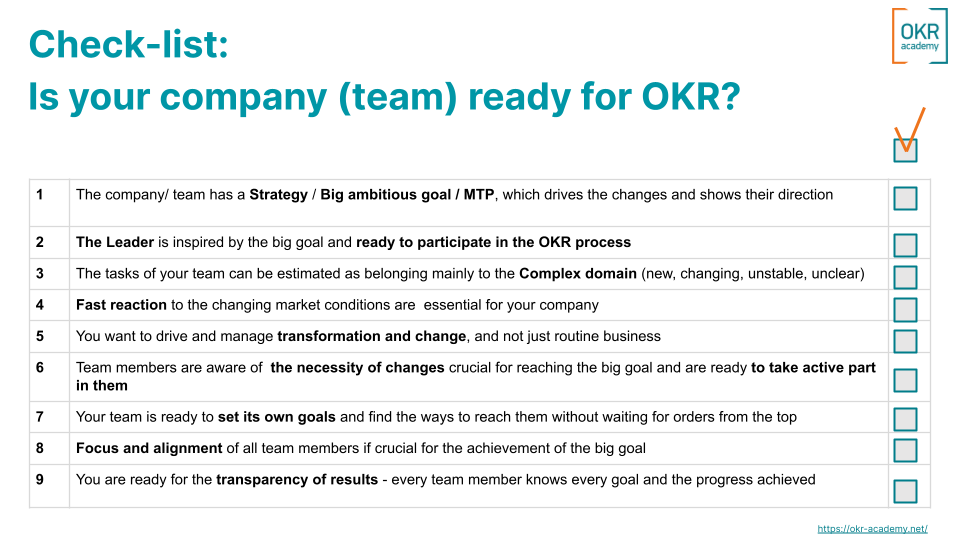 The OKR Readiness Check-List: A Prerequisite for Successful Business ...