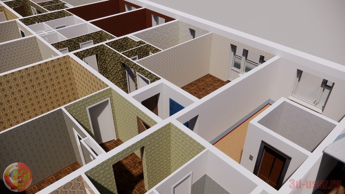 Блочный 9-ти этажный дом 113-81-3 3d-модель