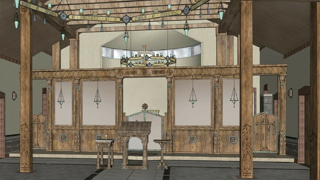 Project of the interior for Saint Gabriel of Samtavro baptismal church