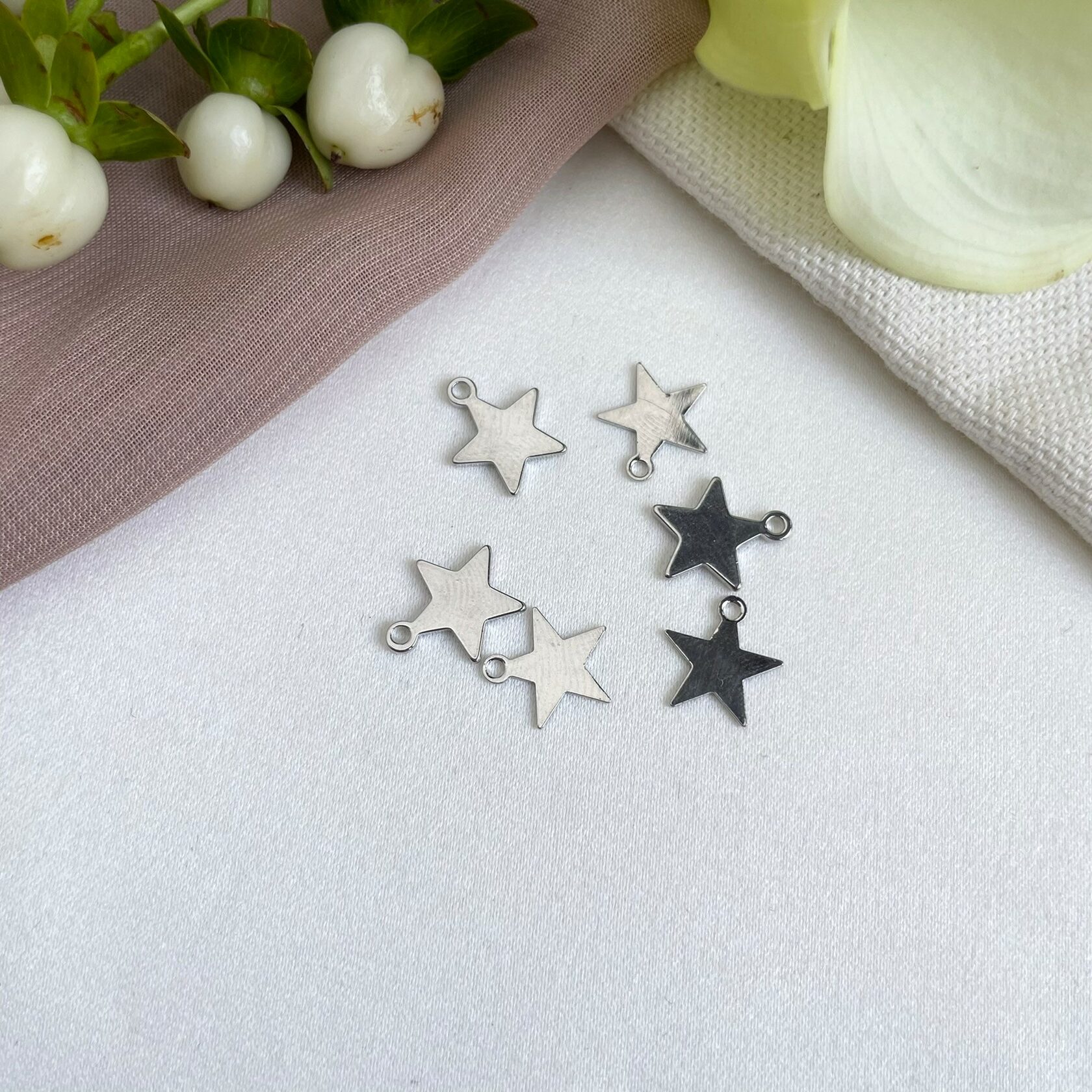 Кулон звезда, 10 мм, родий