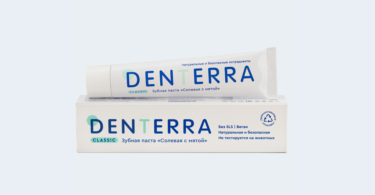 Зубная паста Denterra серии CLASSIC «Солевая с мятой»