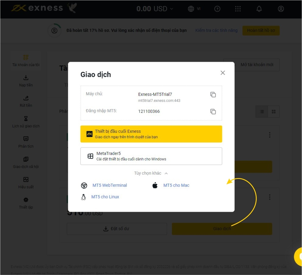 Exness đăng nhập - My Exness login trên máy tính
