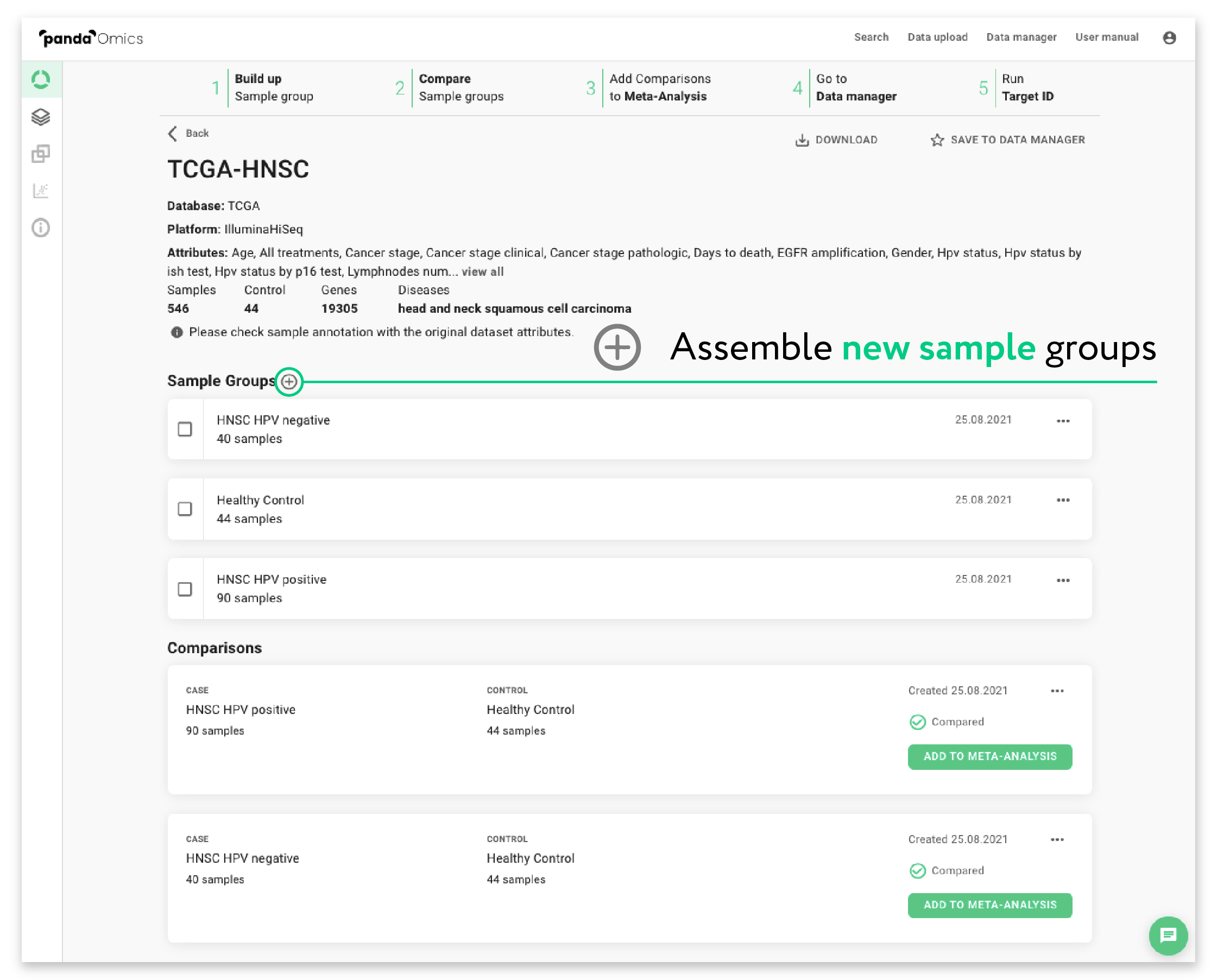Experimental Group Setup | PandaOmics