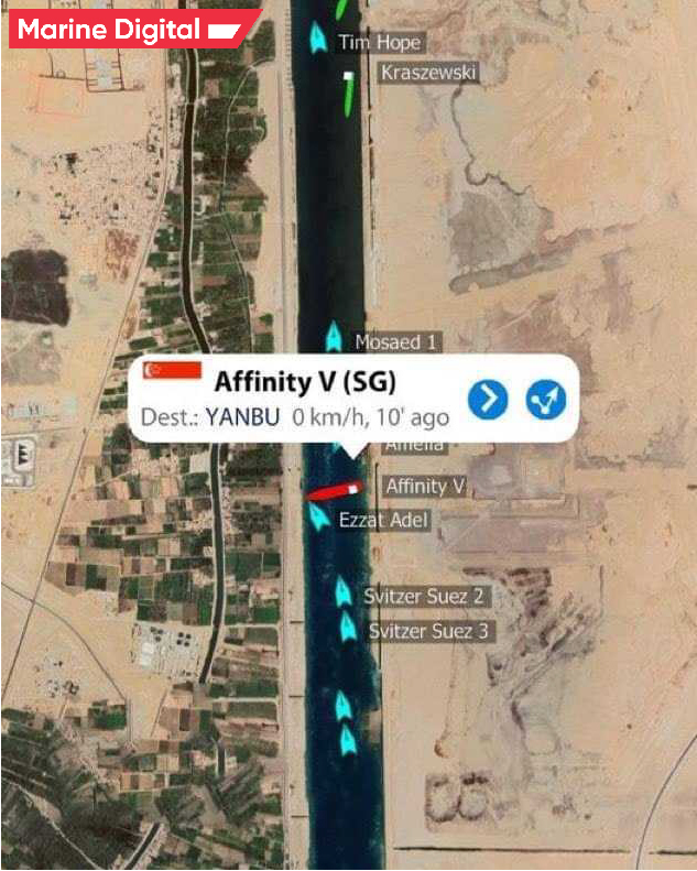 Navigation in the Suez Canal was suspended due to a tanker that ran aground