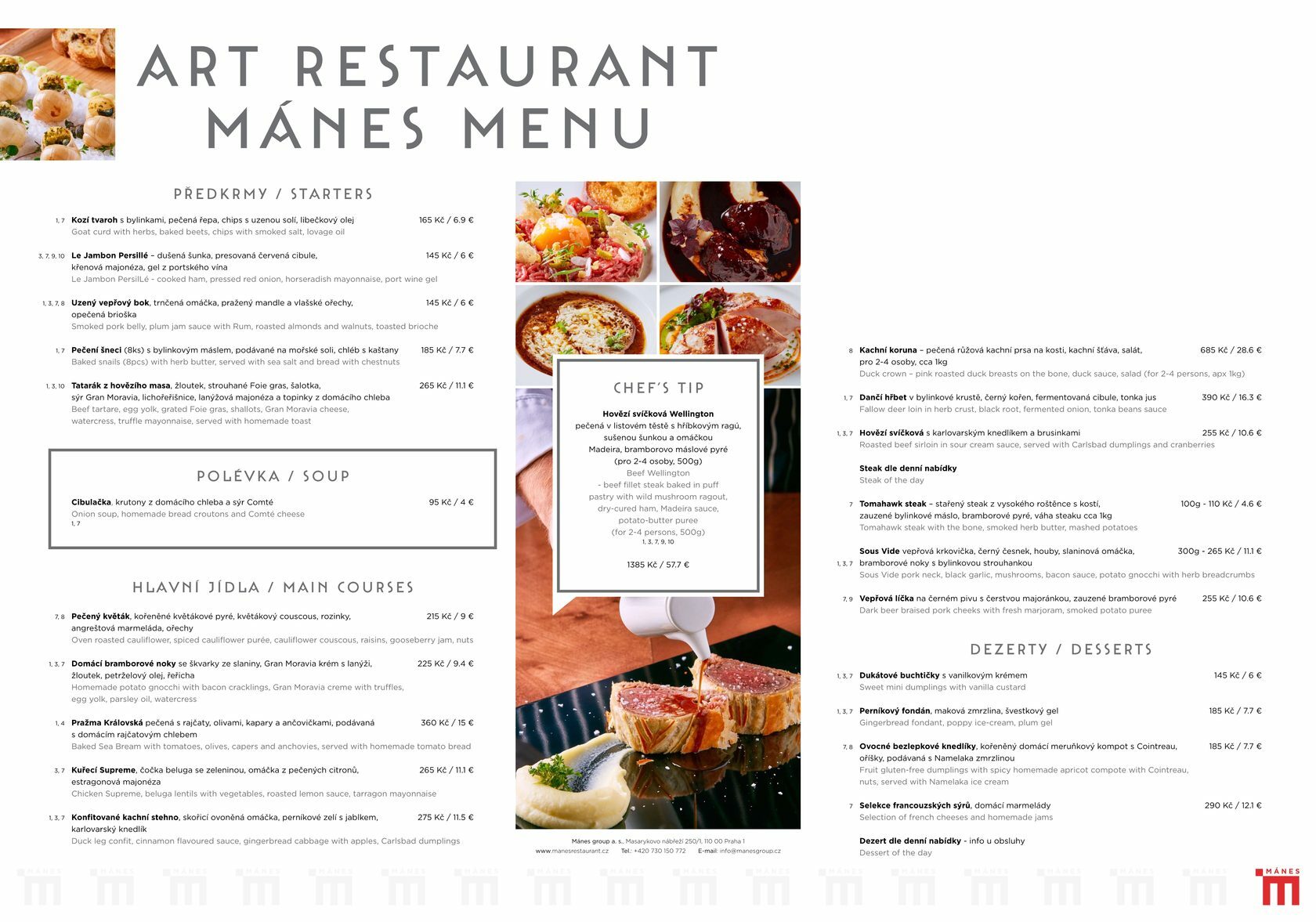 MENU - Art Restaurant Mánes