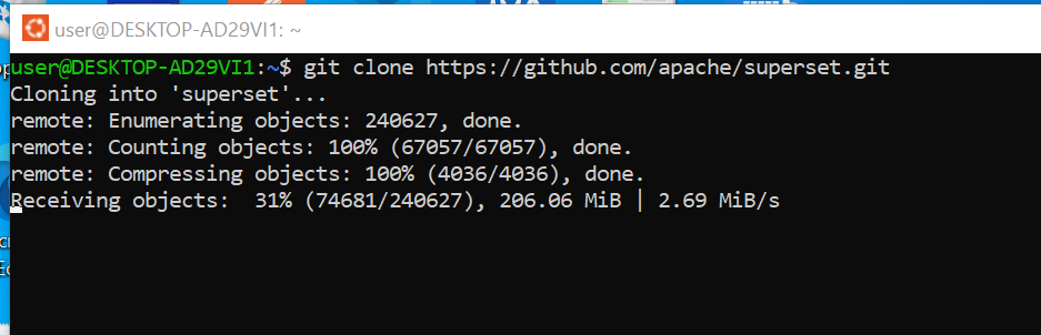 Установка Apache SuperSet с помощью Docker на ОС Windows