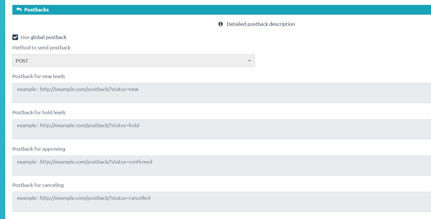How to set up a postback
