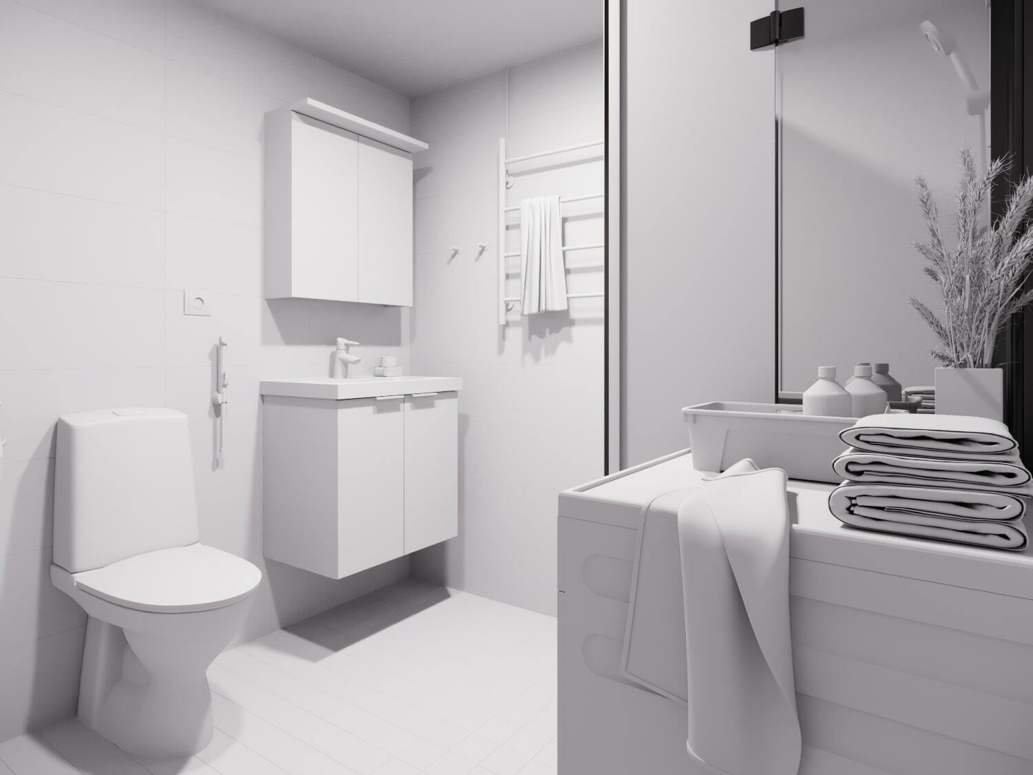 Grayscale Rendering In 3d Rendering