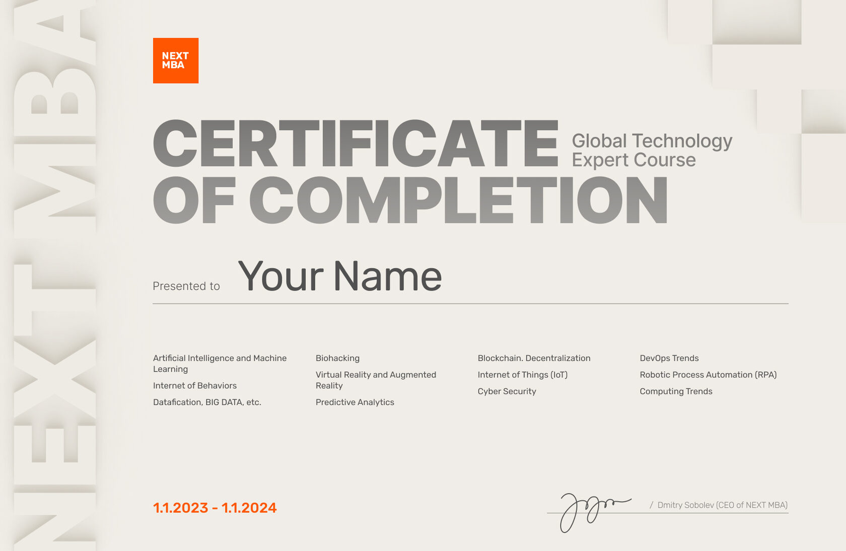 Technology Expert Course