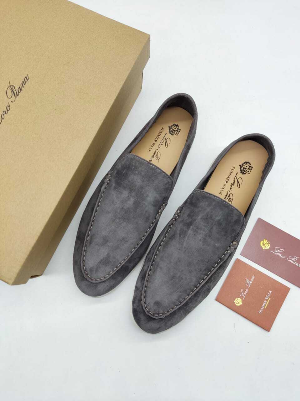 Лоферы мужские замшевые Loro Piana светло-коричневые