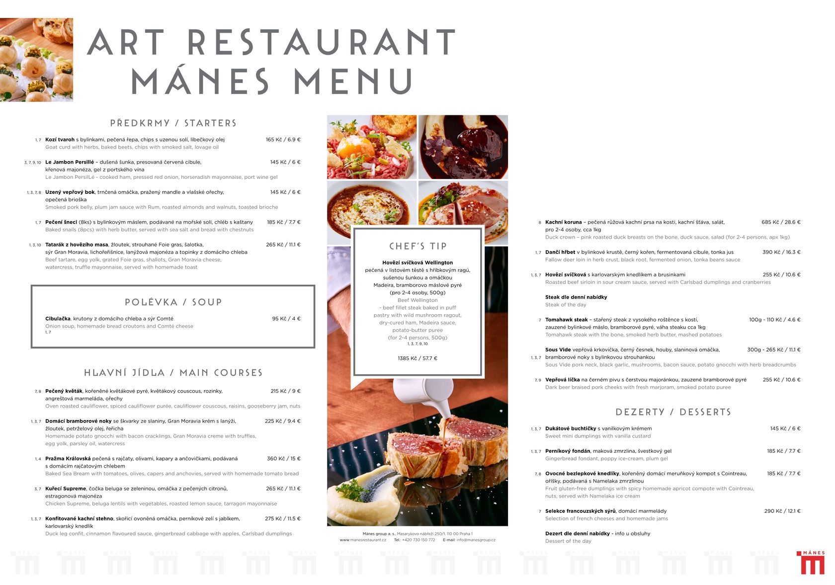 MENU - Art Restaurant Mánes
