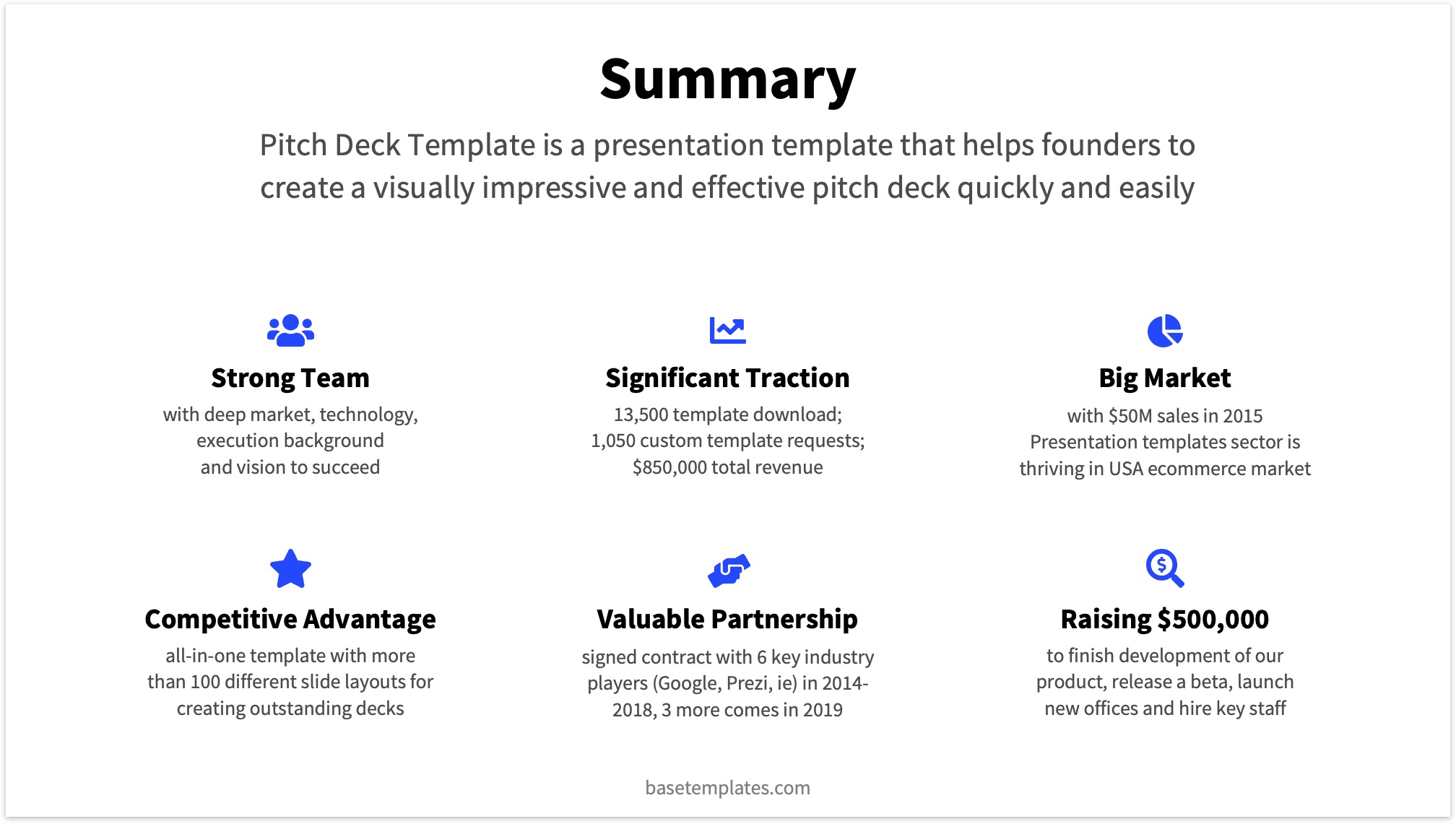 Pitch Deck Template Viewer Summary Basetemplates