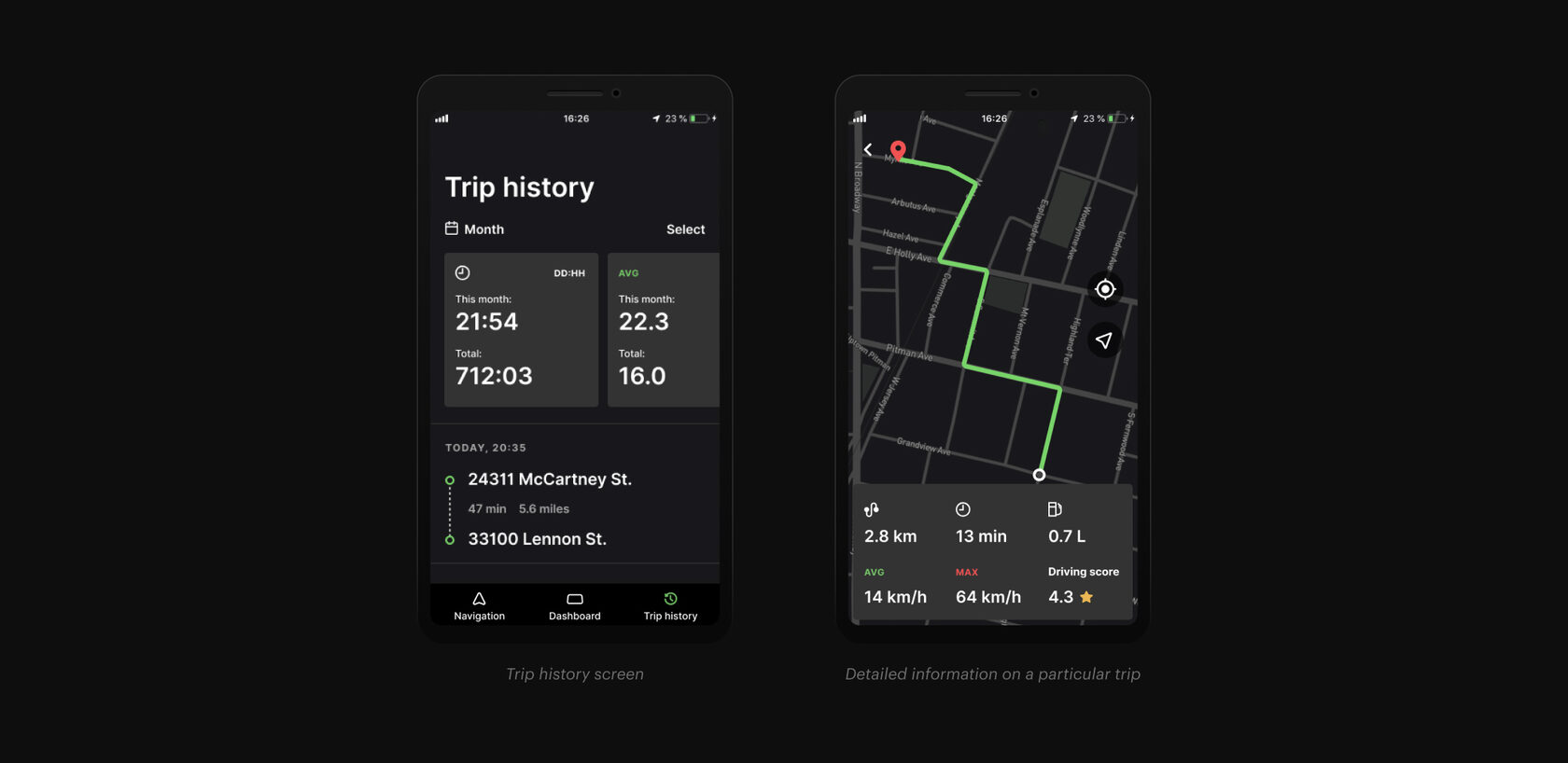 HUDWAY Drive: Interface of a heads-up display and a mobile app for drivers