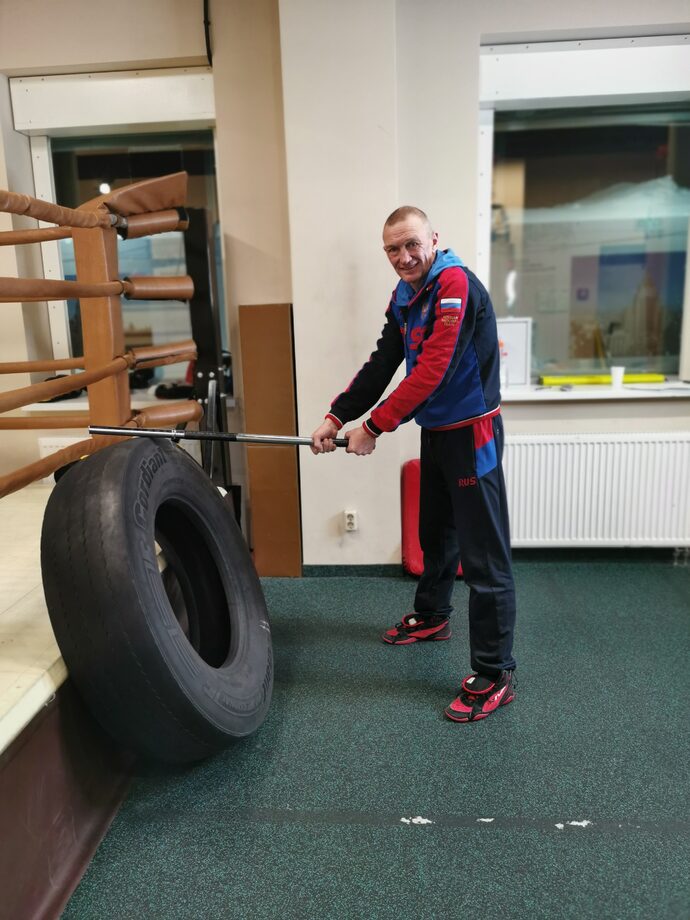 Soviet circuit workout session for boxers
