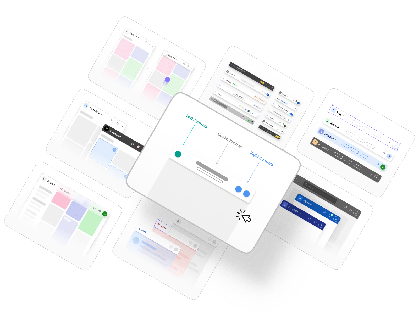 Nav Bar UI design exploration — anatomy, use-cases, states, templates