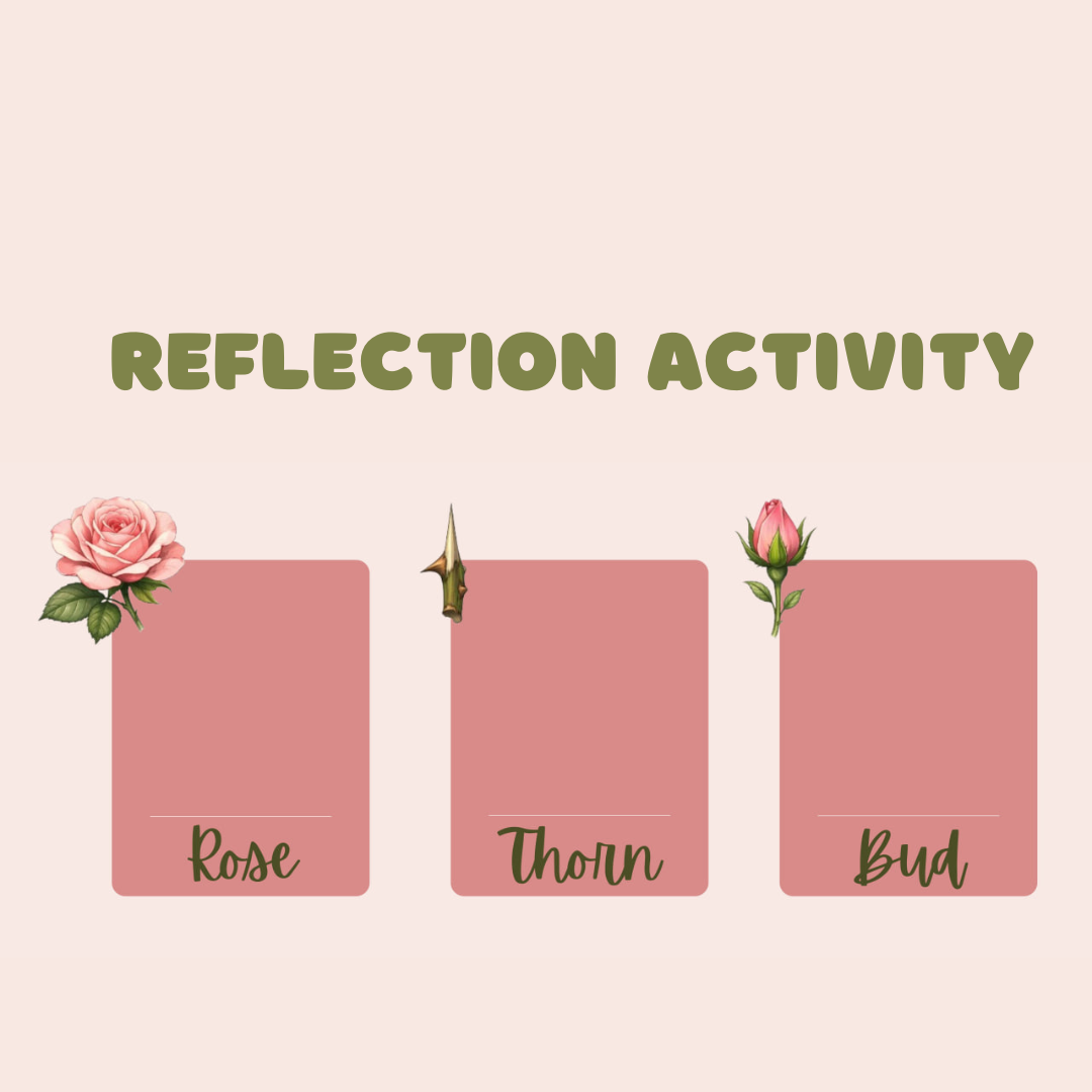 ESL Reflection activityю Rose, thorn, bud