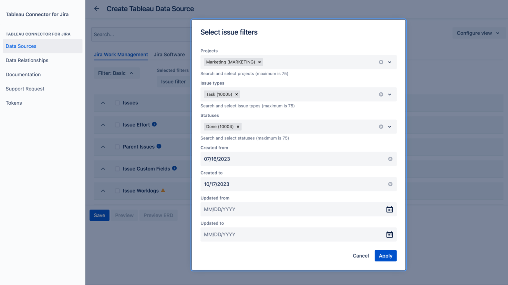 5. Select the relevant fields by searching for specific ones and adding ...