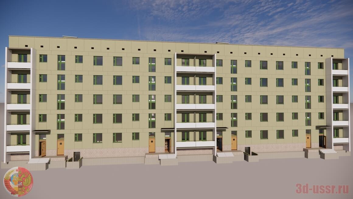 Блочный дом - малосемейка113-81-4 3d-модель