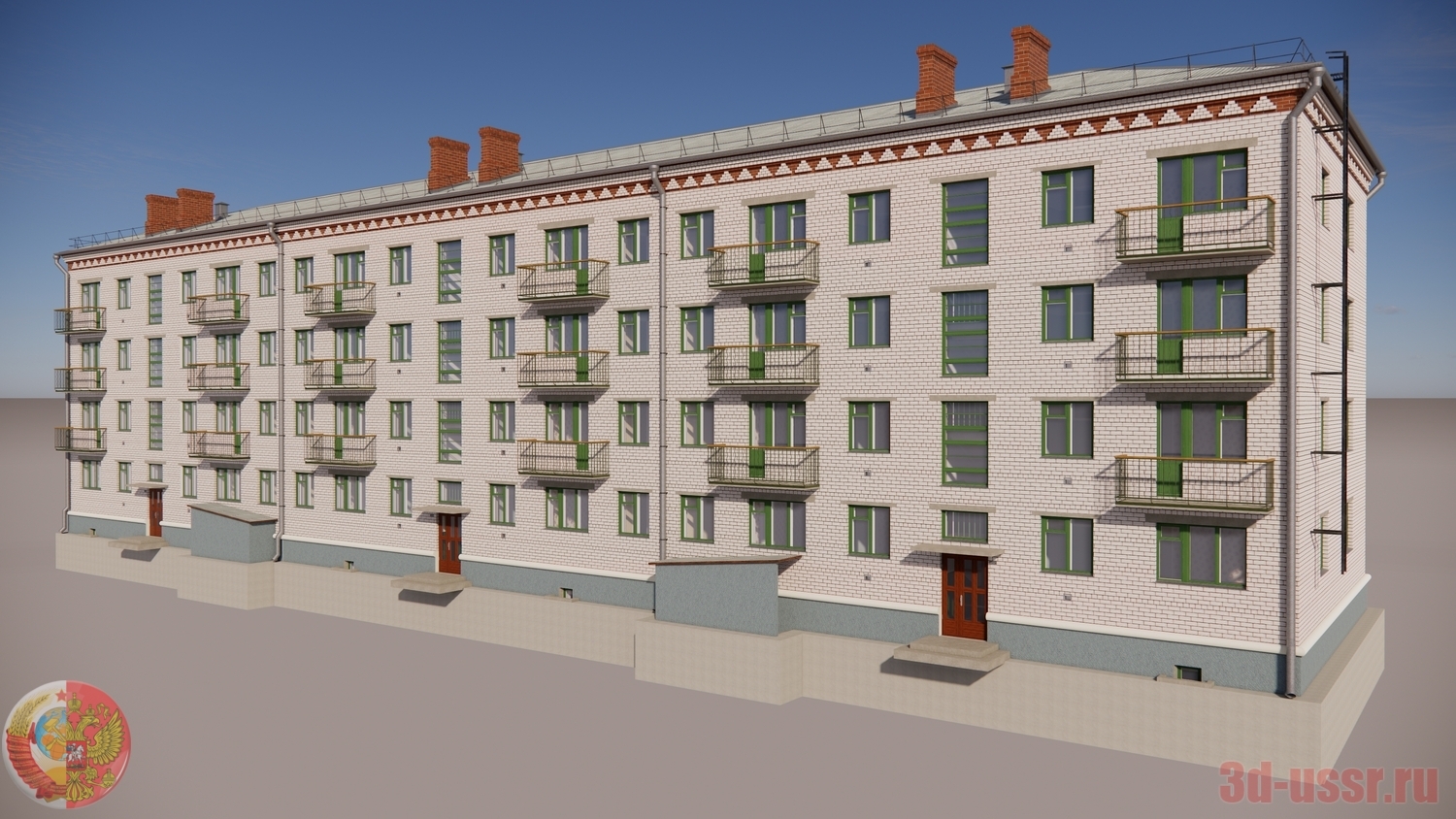 Хрущёвка проекта 1-447С-7 3d-модель