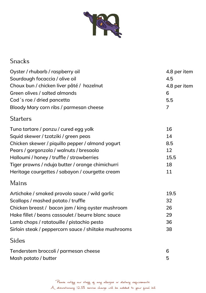 Firebird Restaurant Food Menu