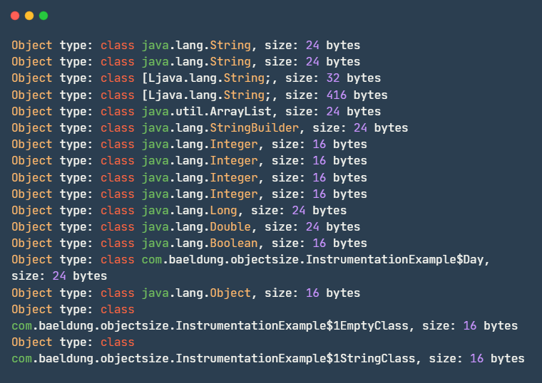 Как узнать размер объекта в Java