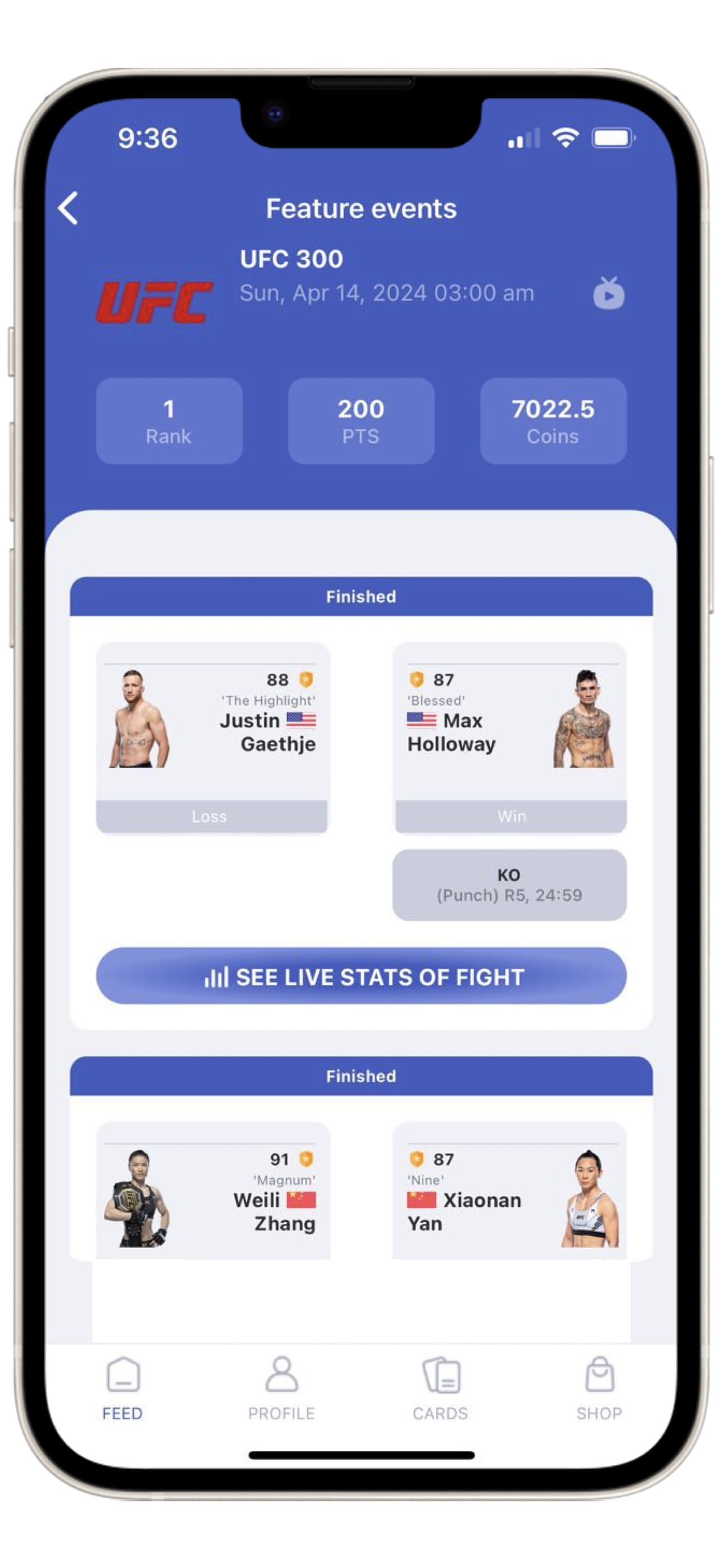 Stats Fight - Live Score and Live Stats UFC and MMA