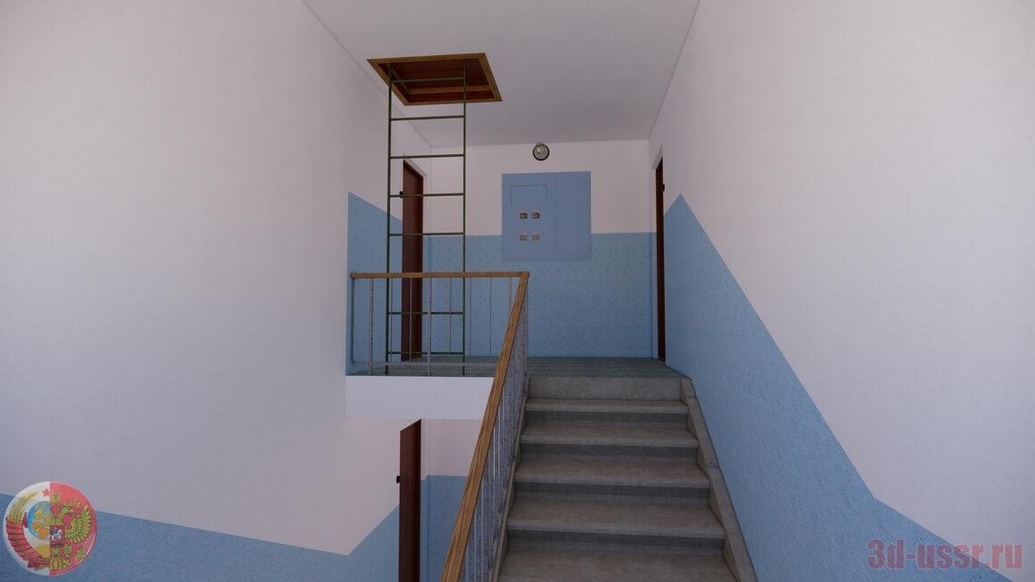 Пятиэтажный дом серии 1-464д-102 3d-модель со внутренностями