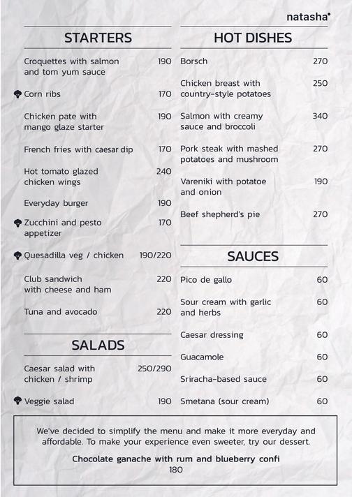 MENU NATASHA