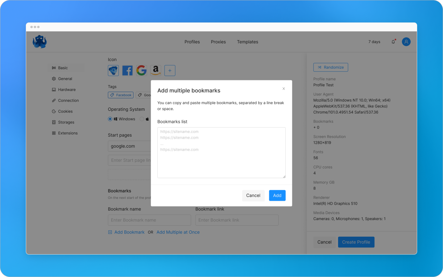 Octo Browser 1.8: dark theme, bookmarks import, automatic subscription activation, User Agent ...
