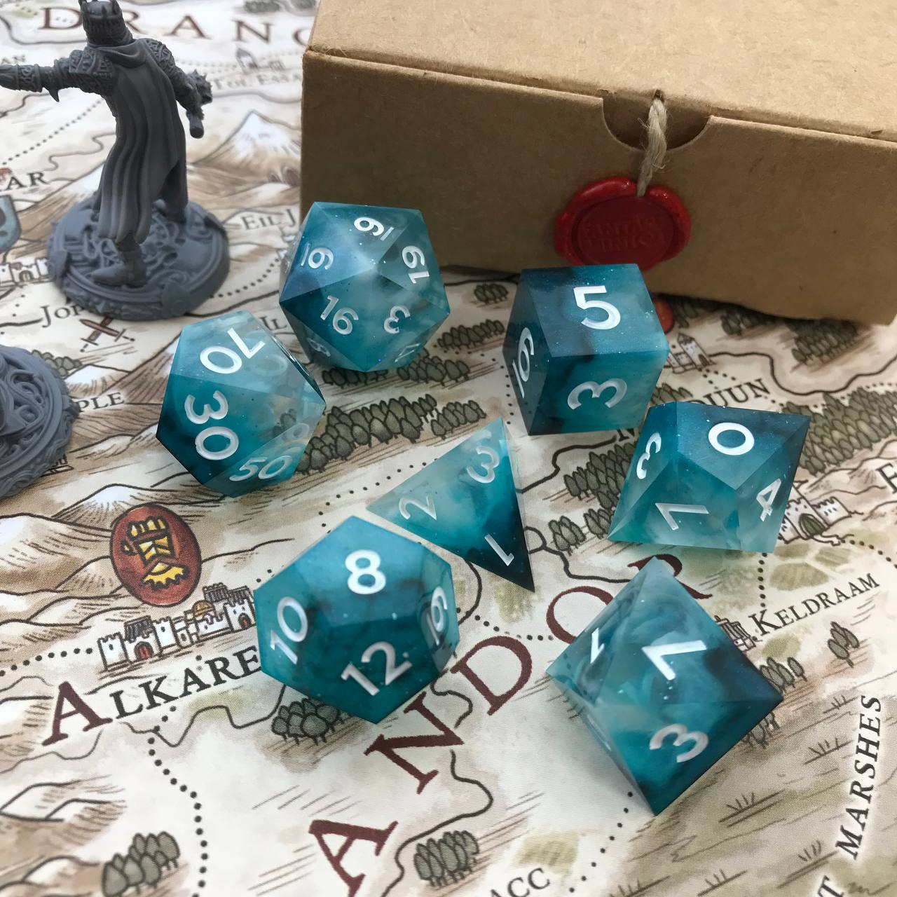 Sea Mist | Handmade DnD Dice Set | FantasyMinis