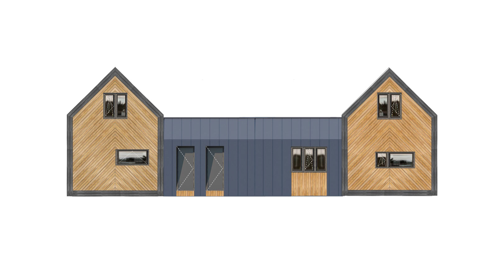 BARN MIX 150 DUPLEX: два барнхауса с общей террасой под ключ за 30 дней