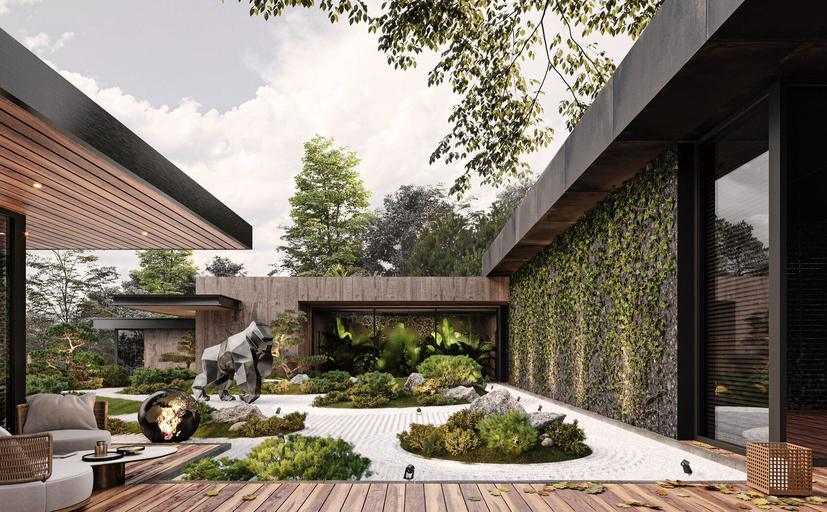 Villa with a courtyard