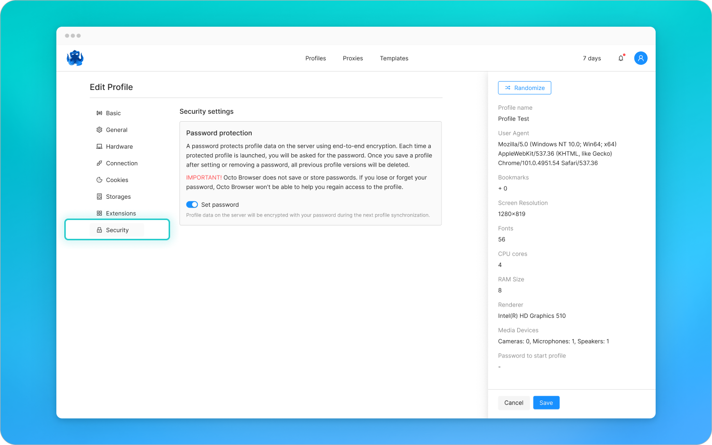Password-Protected Profiles in Octo Browser