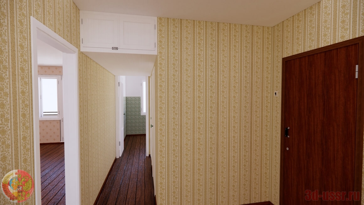 Пятиэтажный дом серии 1-464д-103 3d-модель со внутренностями