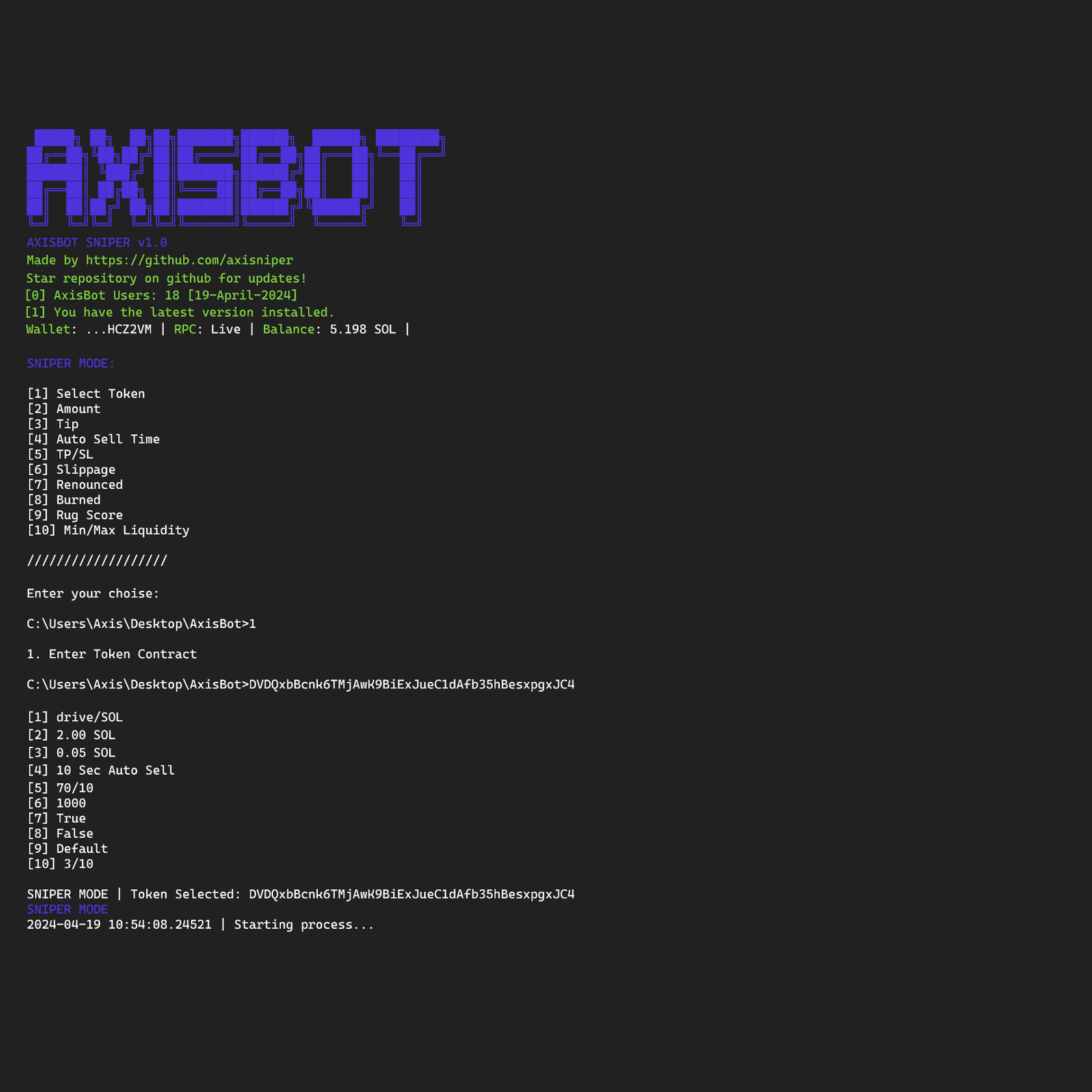AxisBot | Solana Memecoins Trading Bot