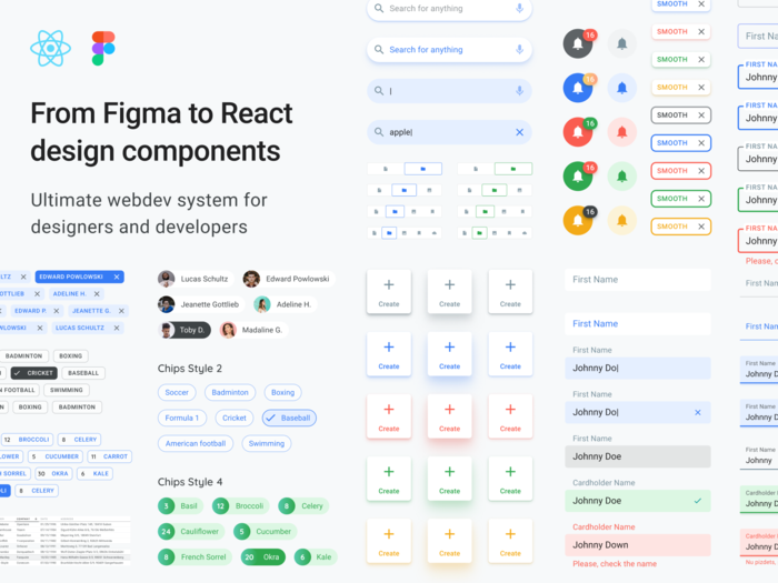 Tables for a design system. Cell-component from Figma to React Storybook