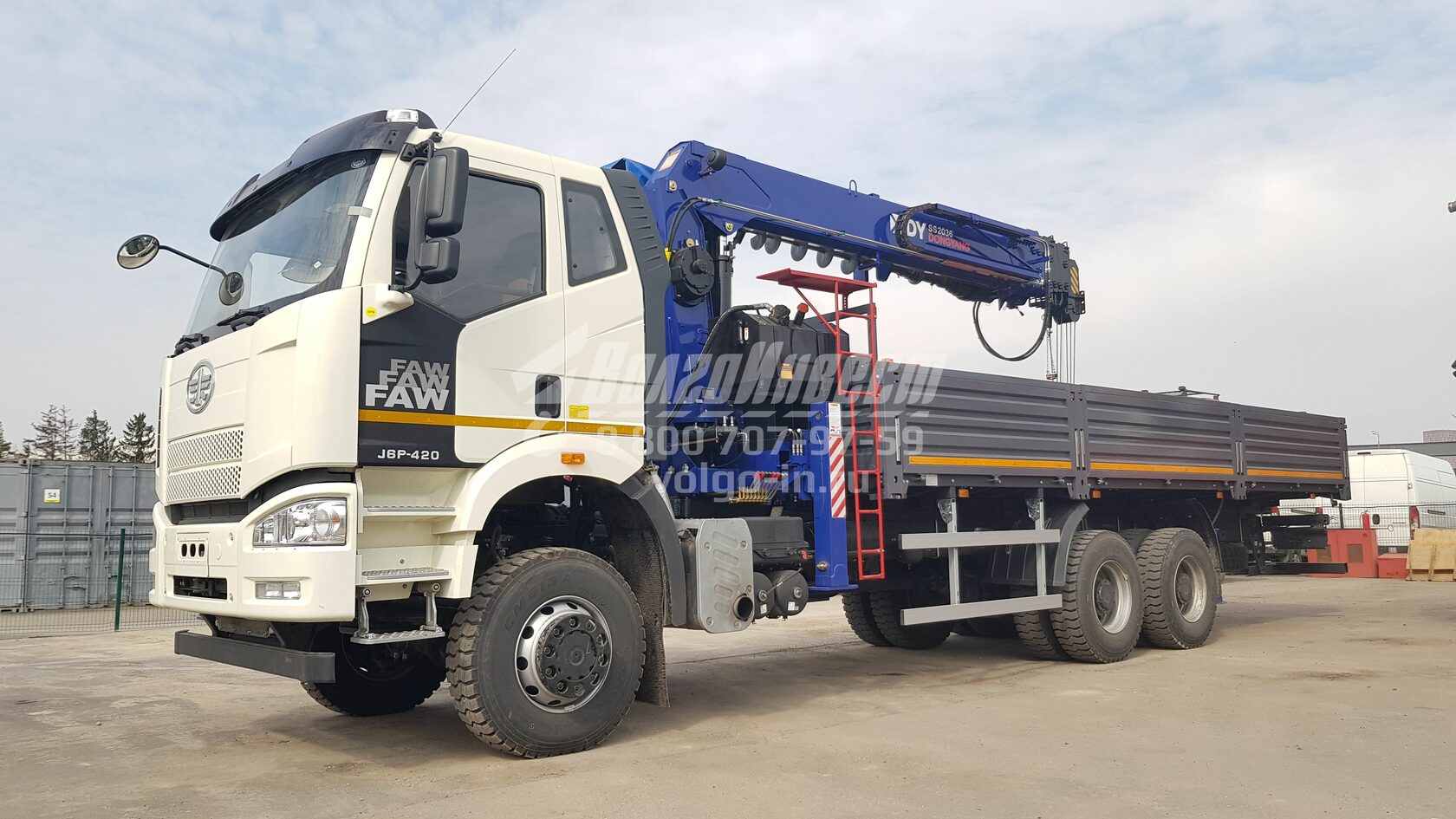 АВТОМОБИЛЬ БОРТОВОЙ FAW CA3250 с КМУ DY (DongYang) SS2036 и буровым оборудованием