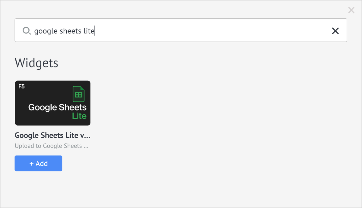 THE «Google Sheets Lite» WIDGET USER MANUAL