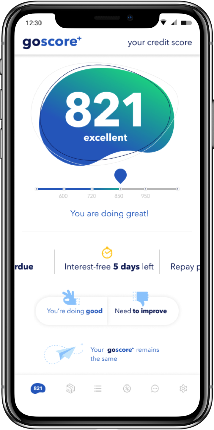 goscore - control your credit score to pay debt faster
