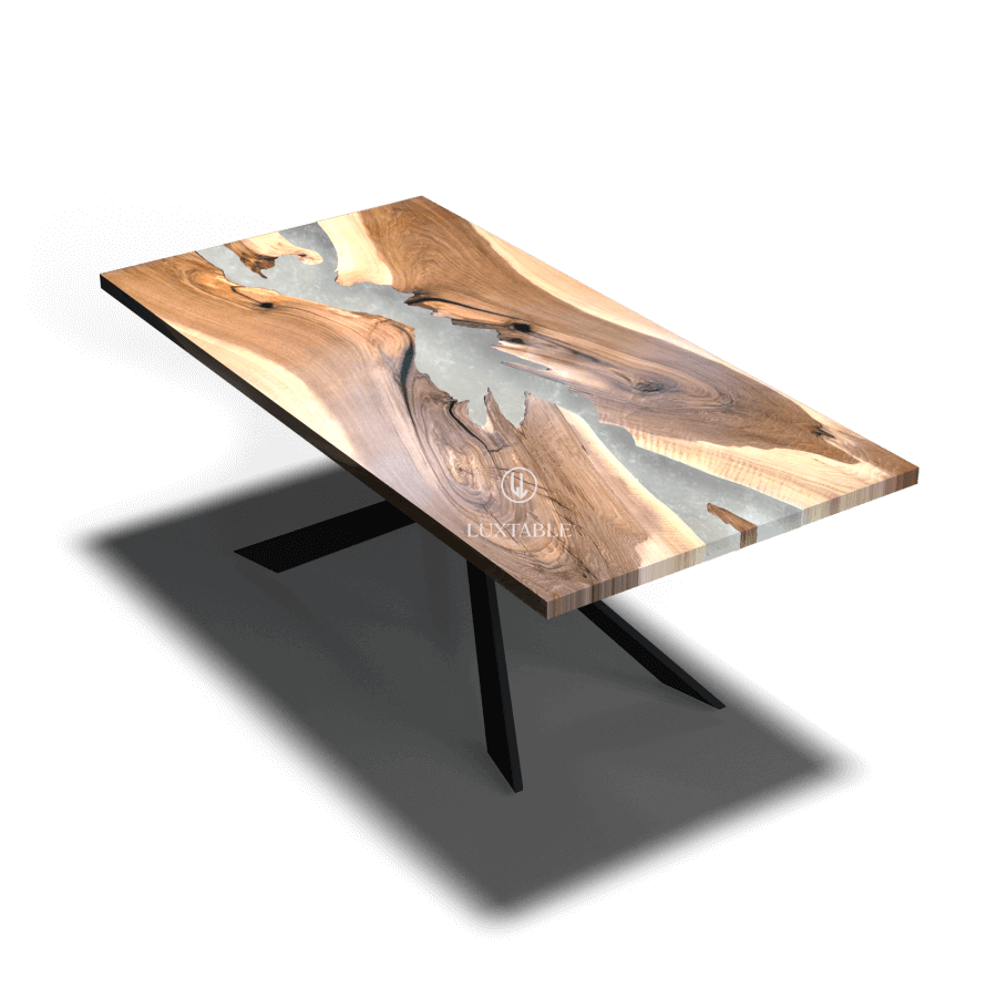 Epoxy resin tables made of solid wood