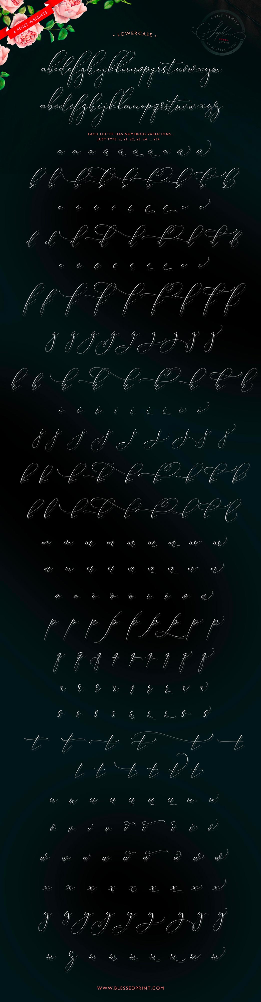 Sophia Font | Script fonts - Blessed Print